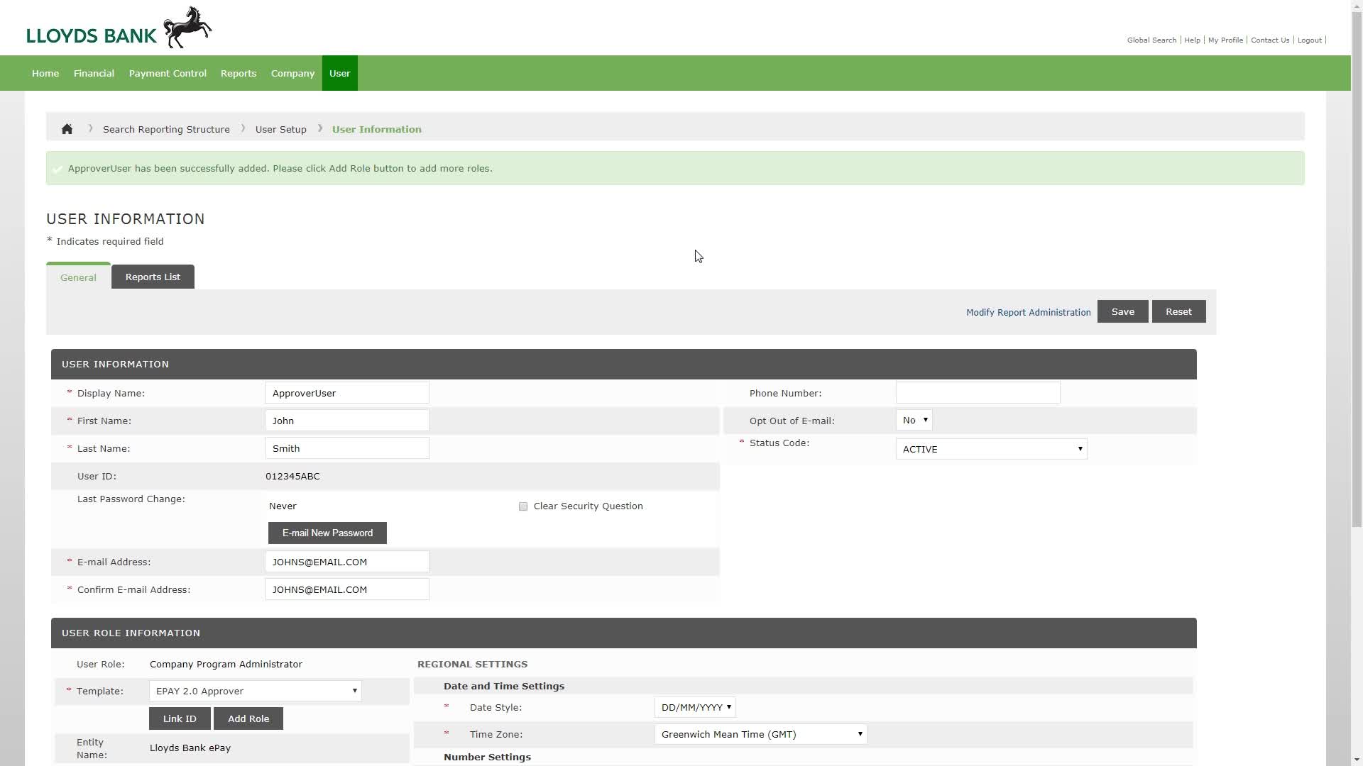 Lloyds - E-Pay - User Setup